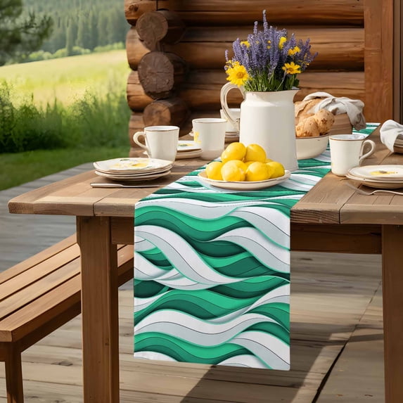 Abstract Geometric Twist Line Table Runner 13x72in Non-Slip Cotton ...