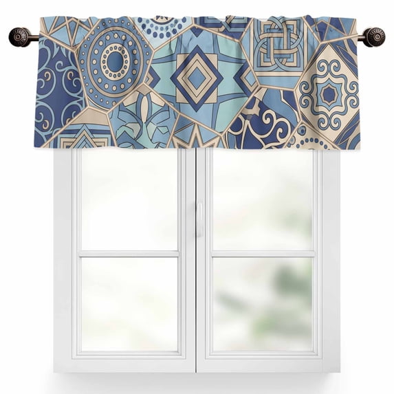 Abstract Geometric Valances for Windows Blue Yellow Flower Polygon ...