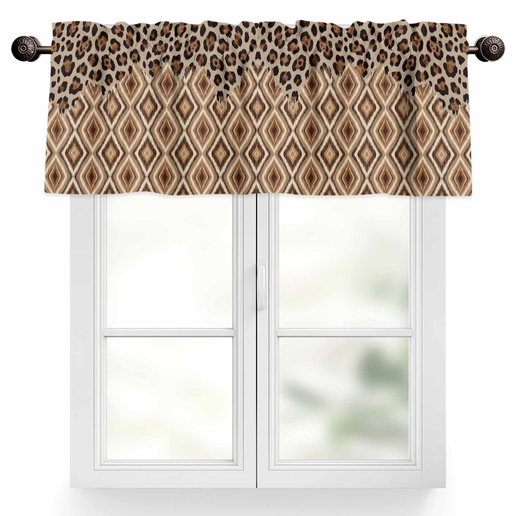Abstract Geometric Valances for Windows Brown Leopard Print Vintage ...