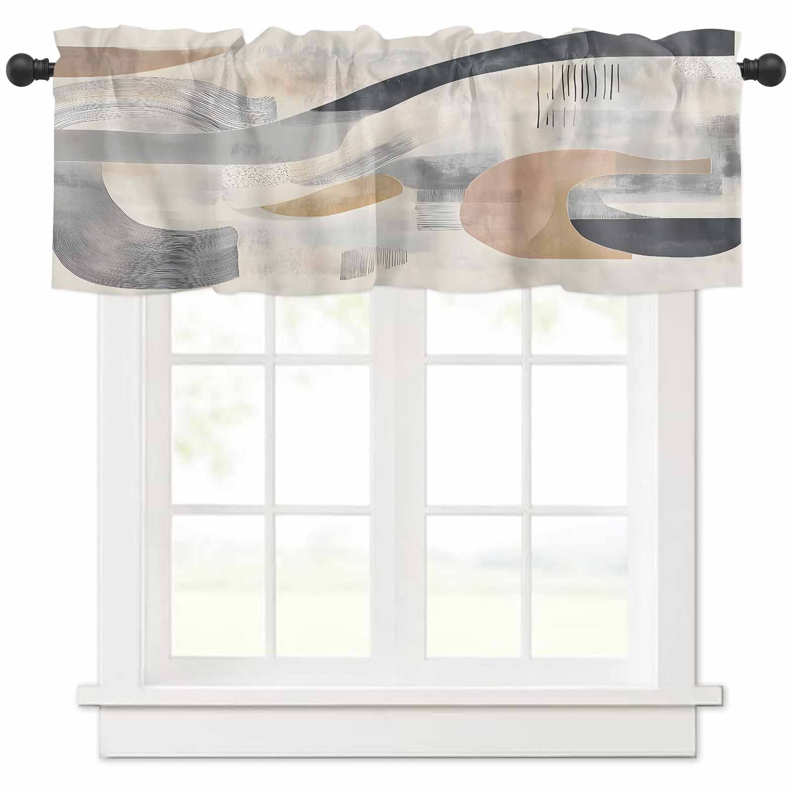 Abstract Geometric Valances for Windows Farmhouse Kitchen Curtains ...
