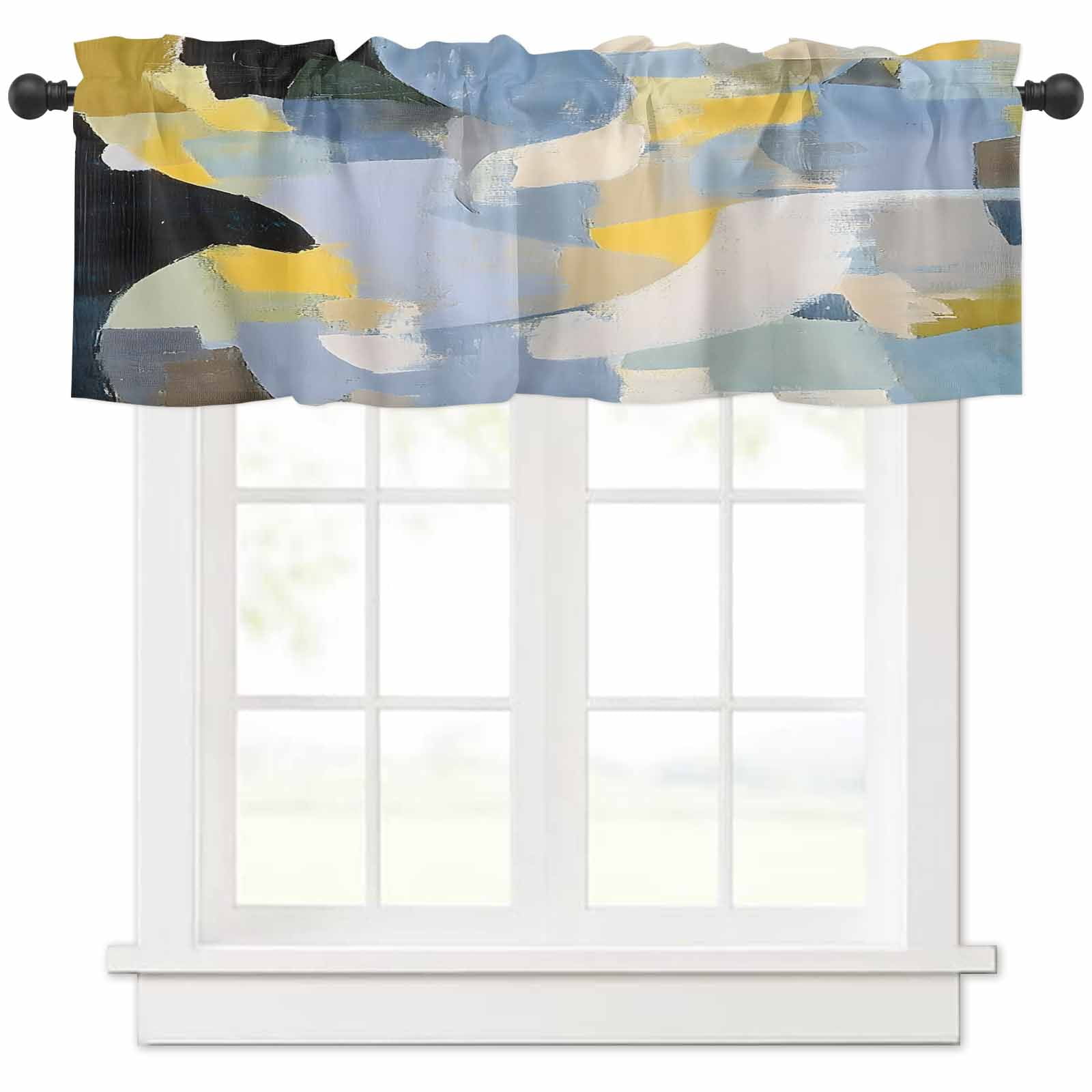 Abstract Geometric Valances for Windows Farmhouse Kitchen Curtains ...