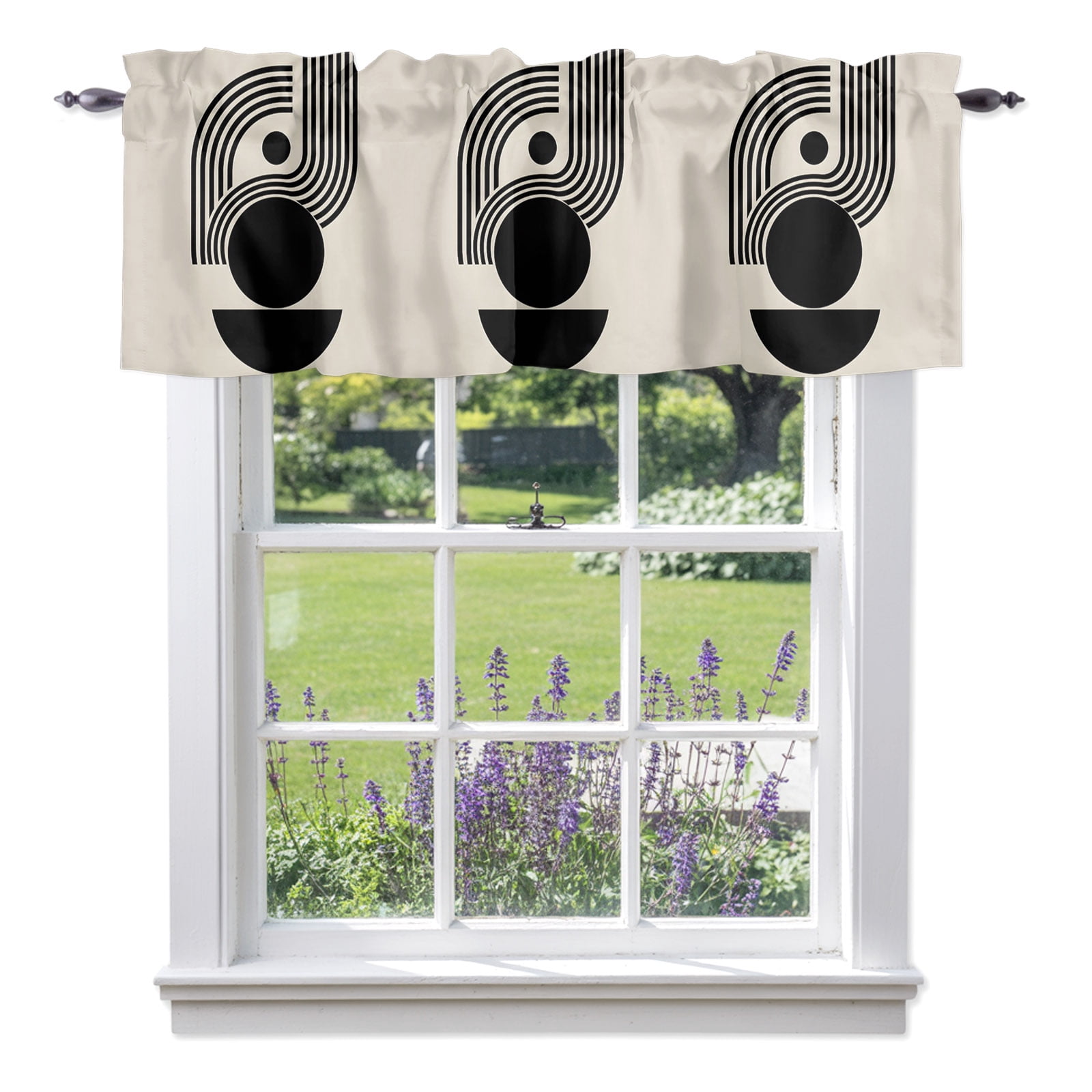 Abstract Geometric Valances for Windows Modern Minimalist Black Line ...