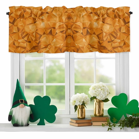 Abstract Geometric Valances for Windows, Orange Modern Artificial Shape ...