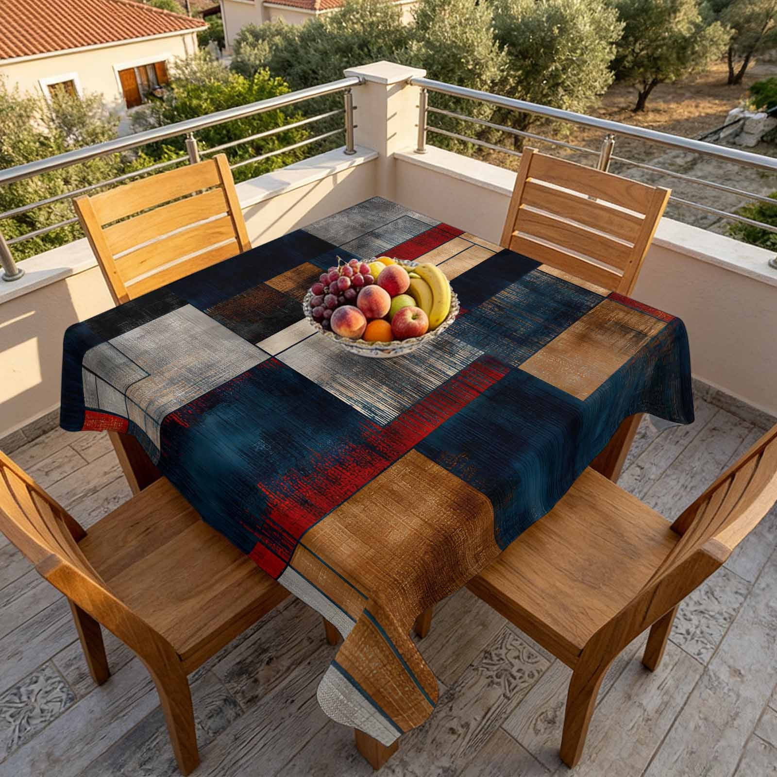 Abstract Geometric Vintage Table Cloth 60x60in, Waterproof Square ...