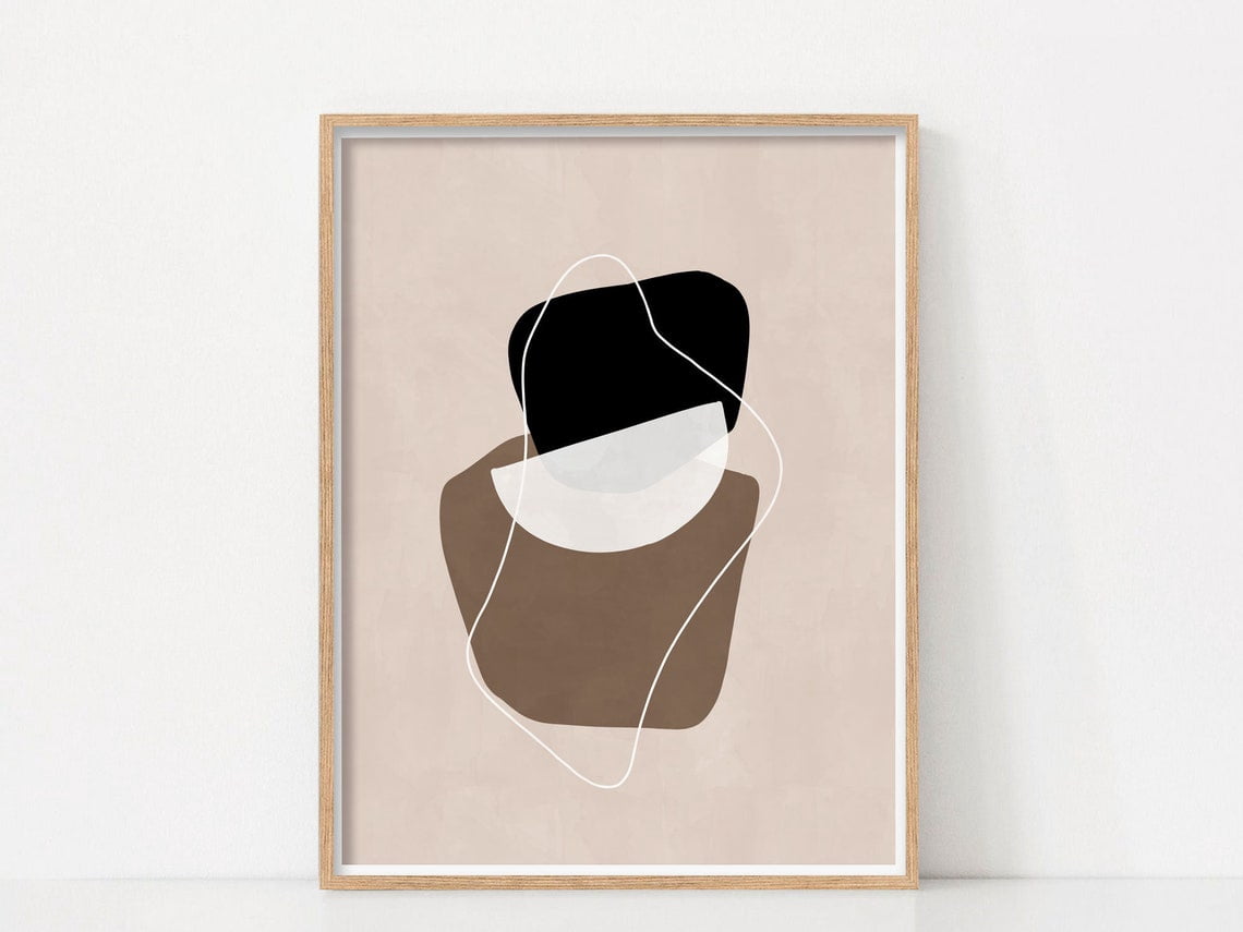 Abstract Geometric Wall Art Neutral Poster Shapes Earth Tone Decor ...