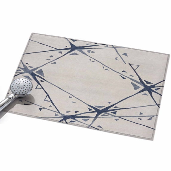 Abstract Geometric Washable Area Rug 2 x 3 ft Navy Blue Splatter Lines ...