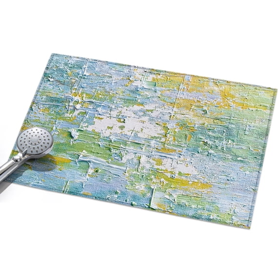 Abstract Geometric Washable Area Rug 2 x 3 ft Yellow Blue Green Oil ...
