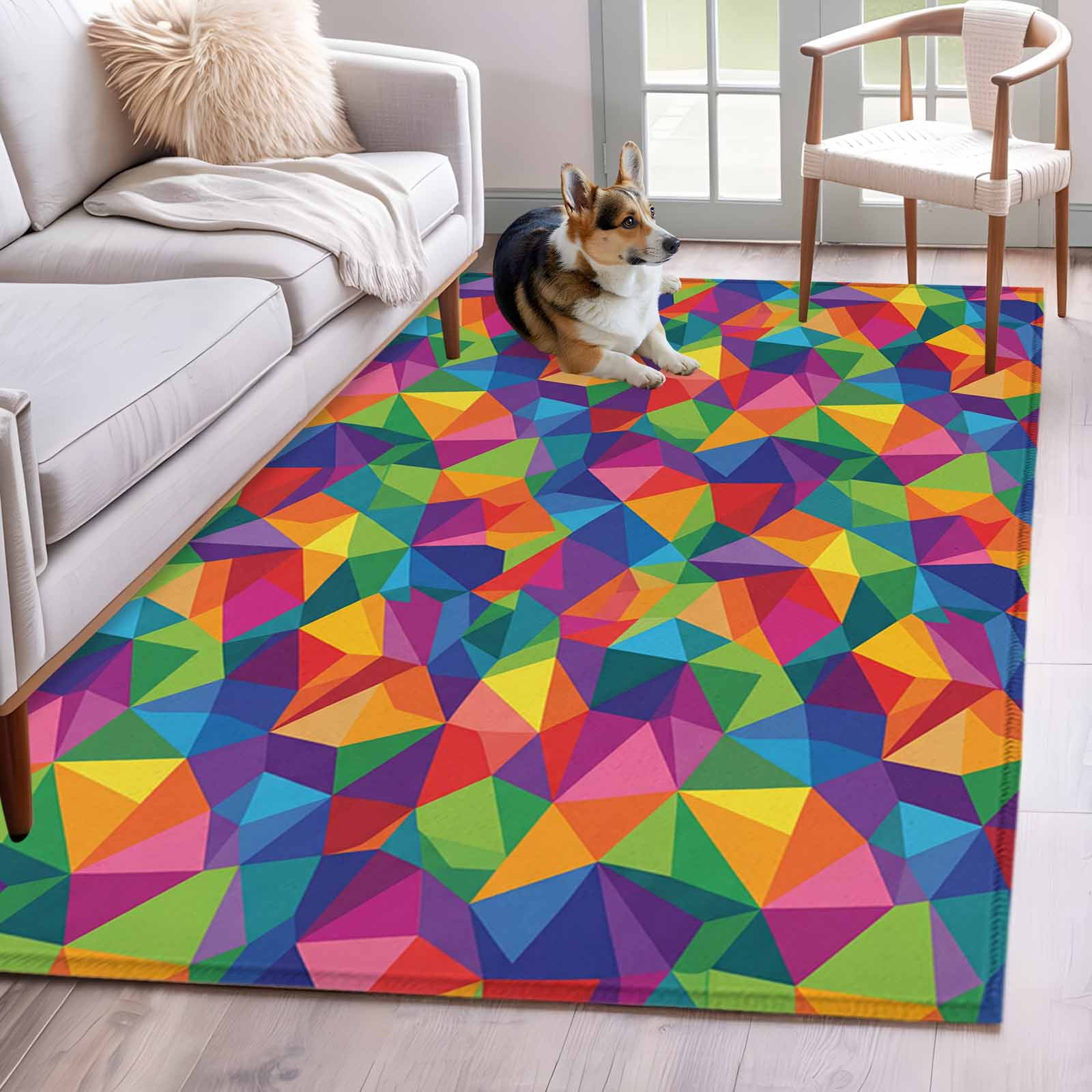 Abstract Geometric Washable Area Rug 4x6 Color Modern Artificial Shape ...