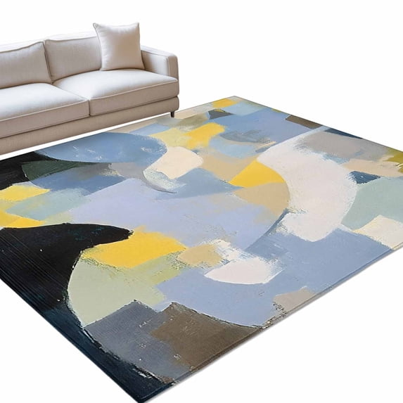 Abstract Geometric Washable Rug 5x8 Area Rug for Living Room Bedroom ...