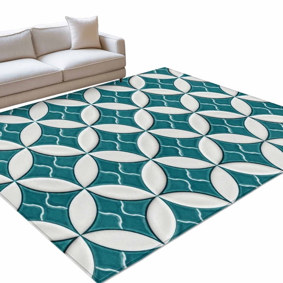 Abstract Geometric Washable Rug 6x9 Area Rug for Living Room Bedroom ...