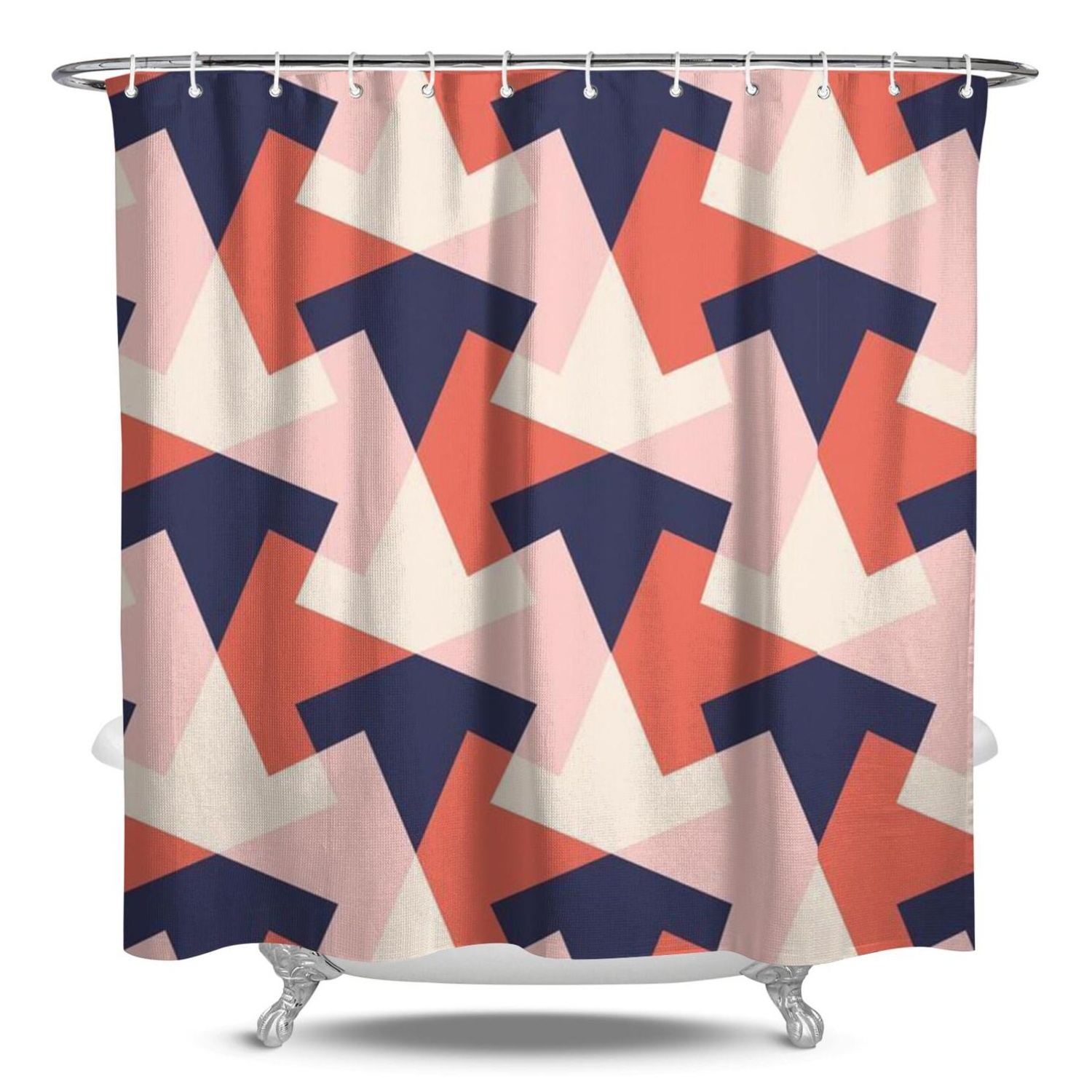 Abstract Geometric Waterproof Shower Curtain Fabric Bathroom Shower ...