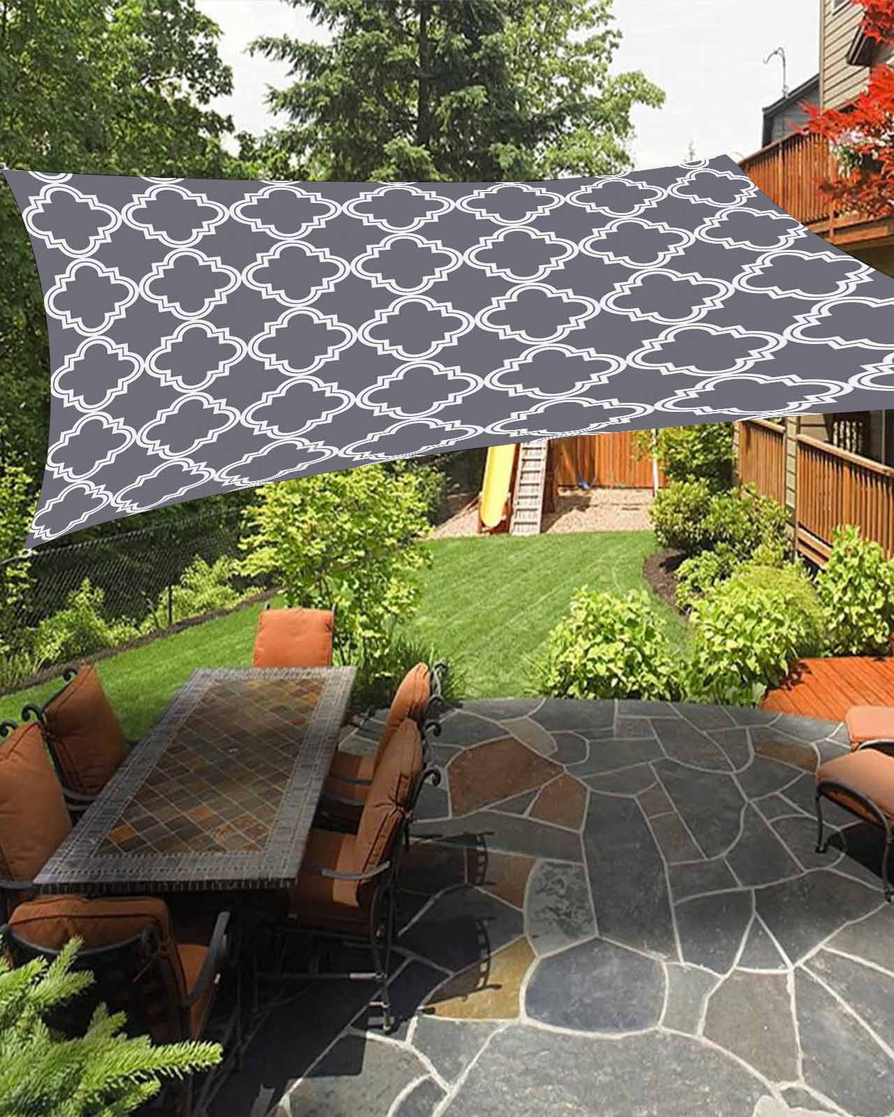 Abstract Geometric Waterproof Sun Shade Sail Dark Grey Moroccan Trellis ...