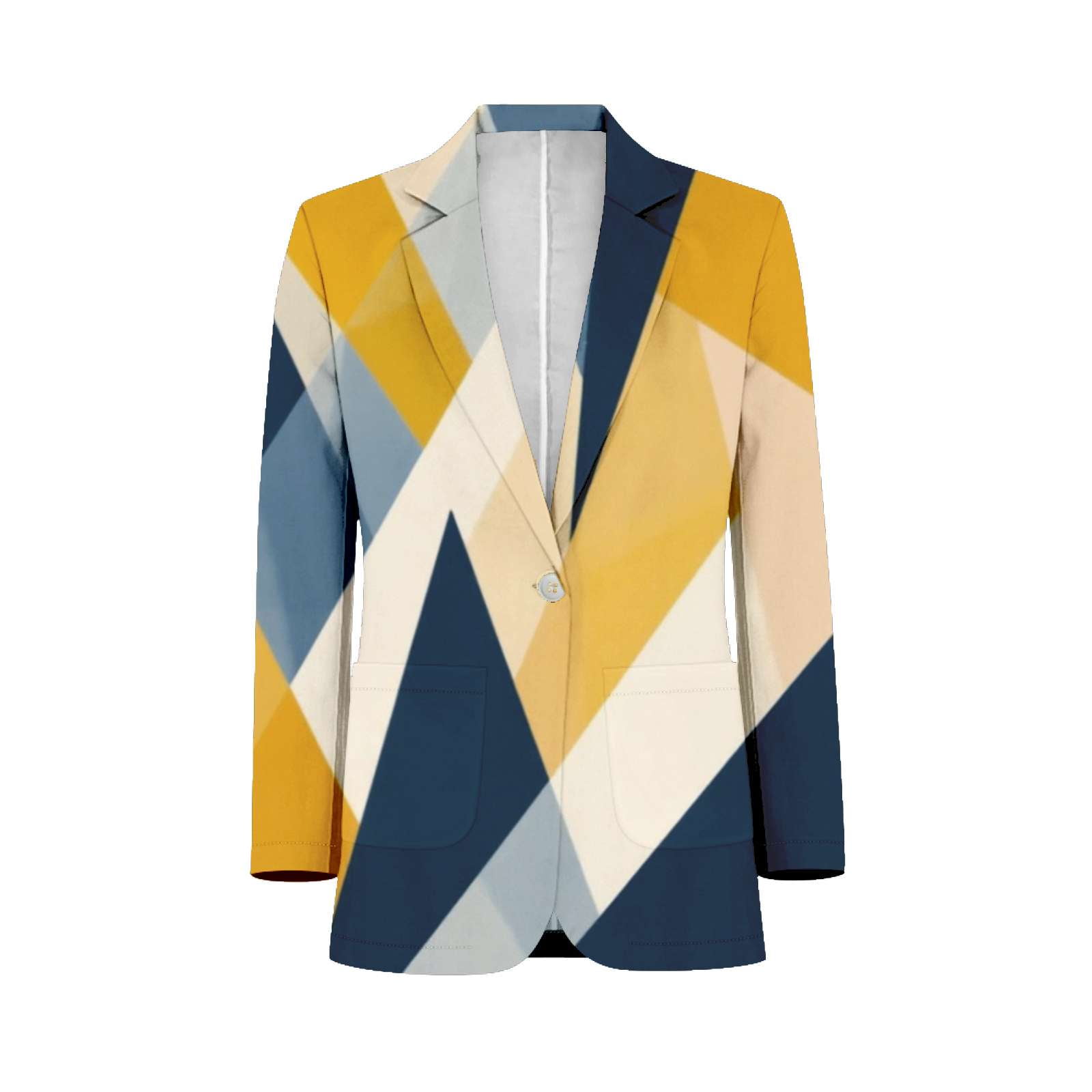 Abstract Geometric Yellow Blue Art Mens Suits Shawl Collar Slim Fit ...