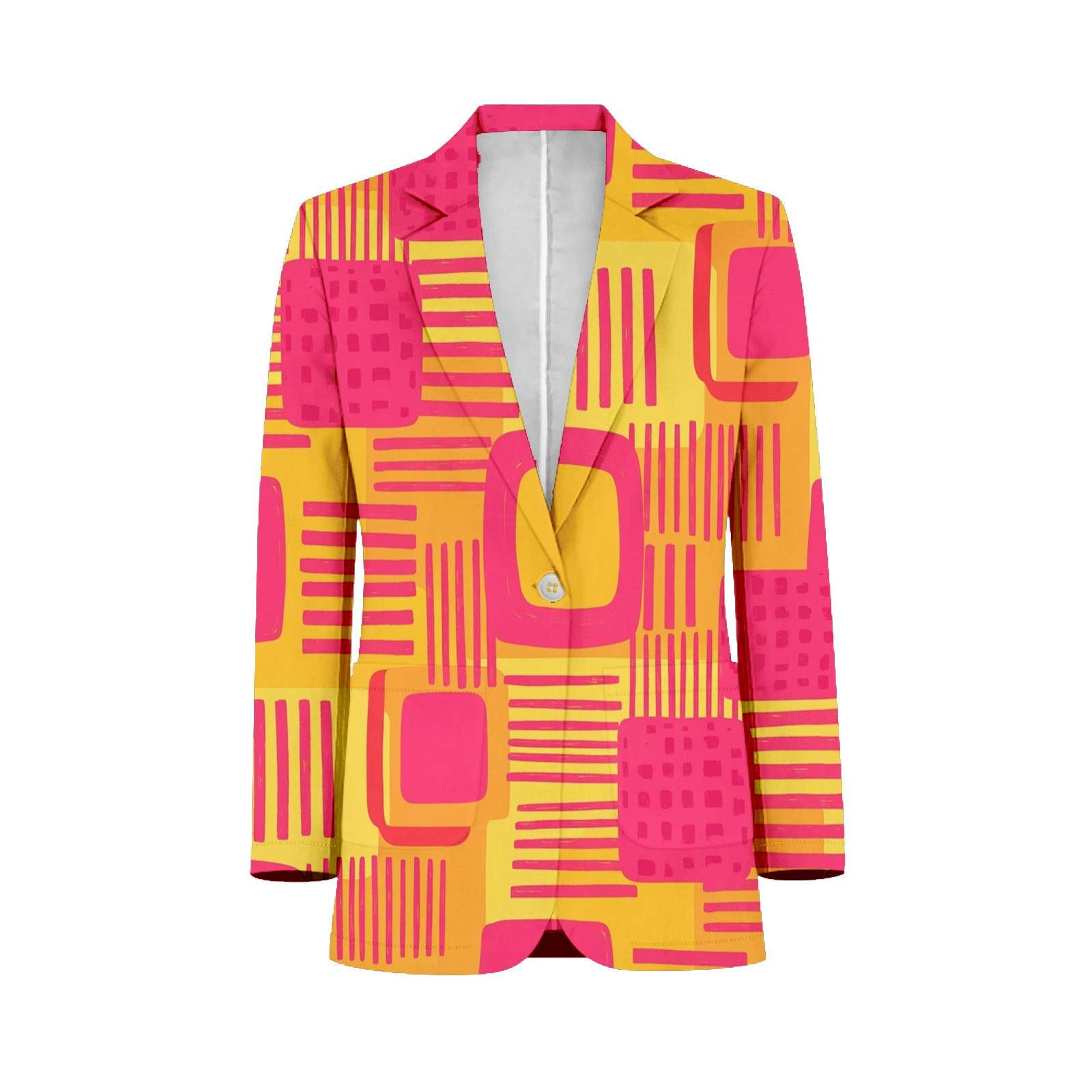 Abstract Geometric Yellow Pink Pattern Customized Men's Suits full man ...