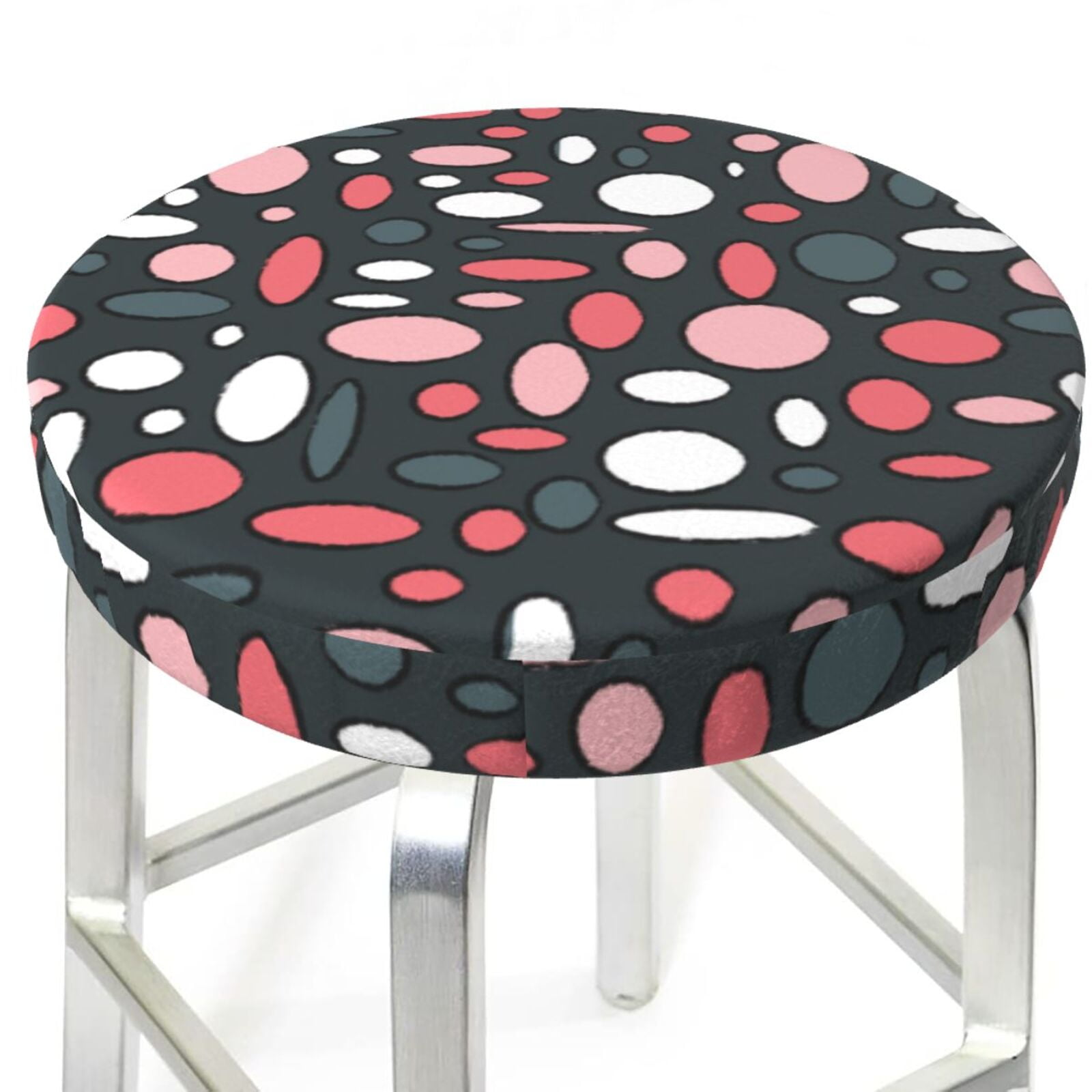 Abstract Geometric grey Round Bar Stool Covers, Soft Velvet Bar Stool ...