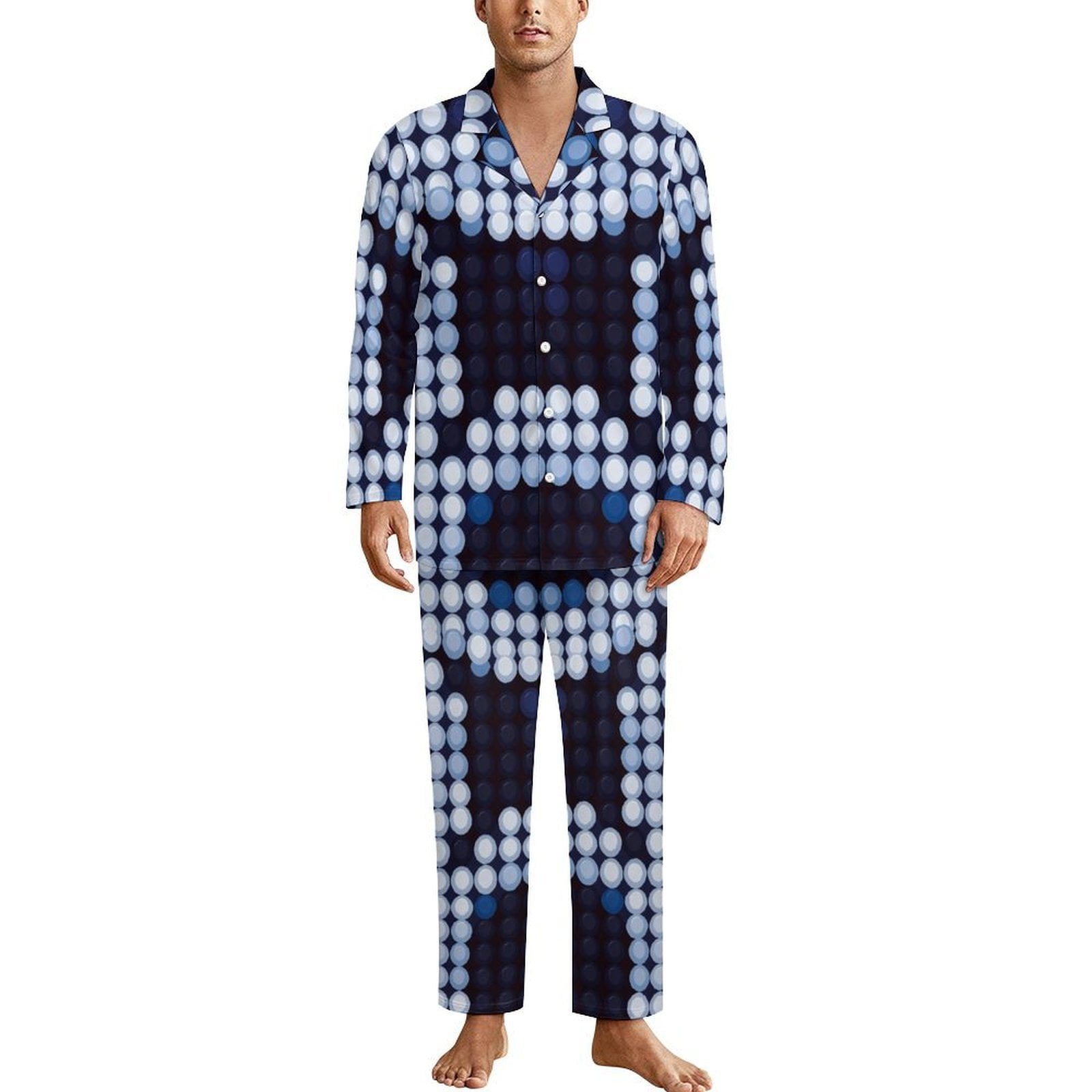 Abstract Geometrical Pajama Set Soft Sleepwear Man Long Sleeves Casual ...