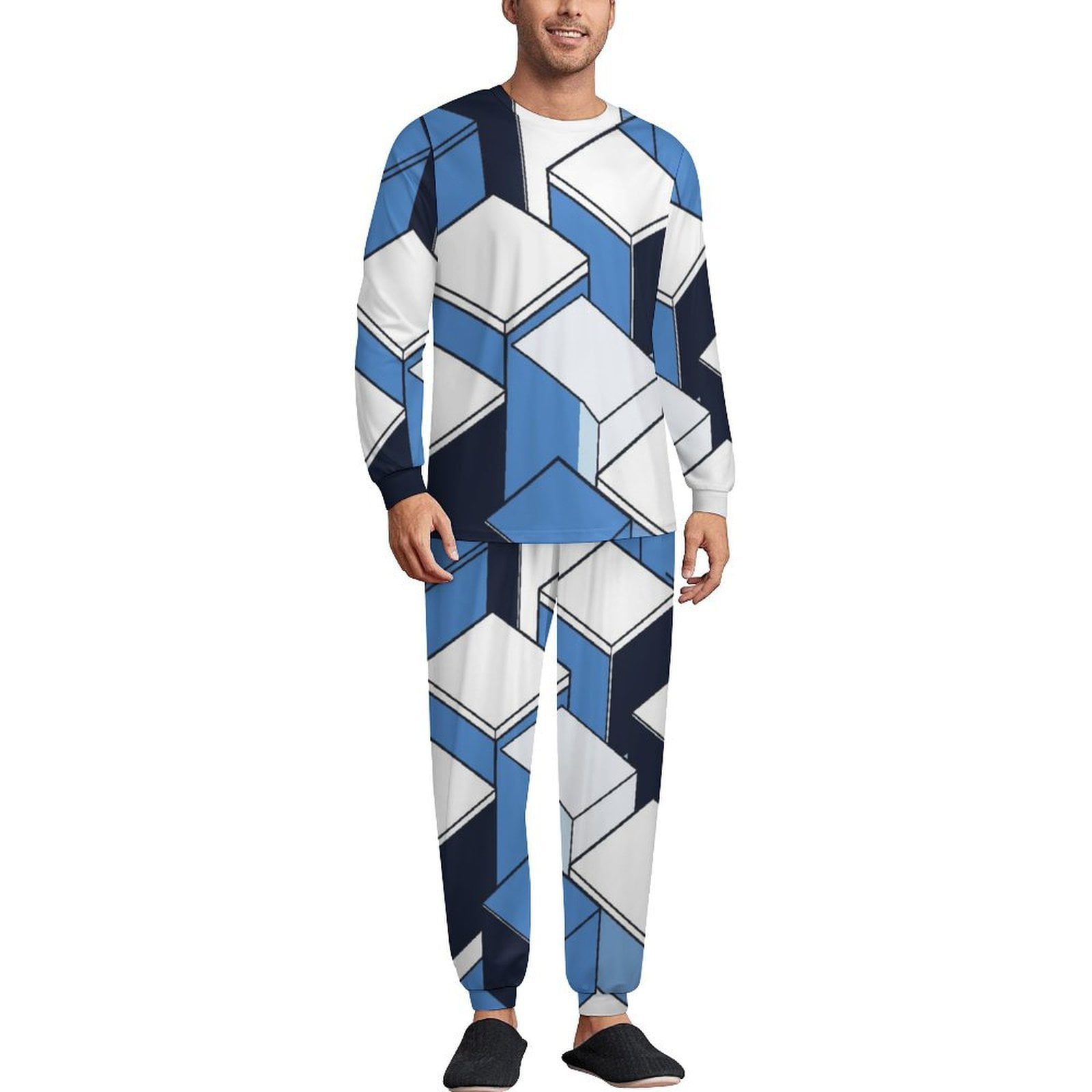 Abstract Geometrical Pajamas Long Sleeves 2 Pieces Room Pajama Sets ...