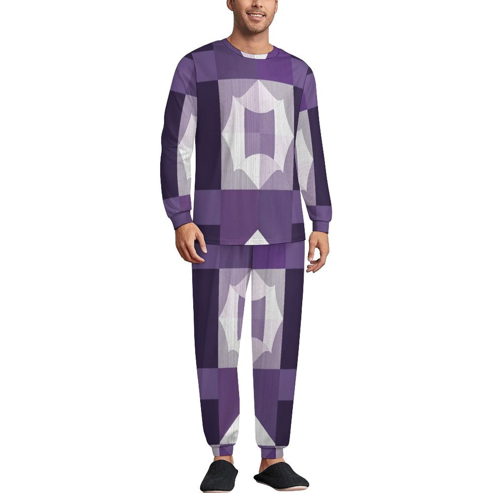 Abstract Geometrical Pajamas Man Warm Sleepwear Autumn Long-Sleeve 2 ...