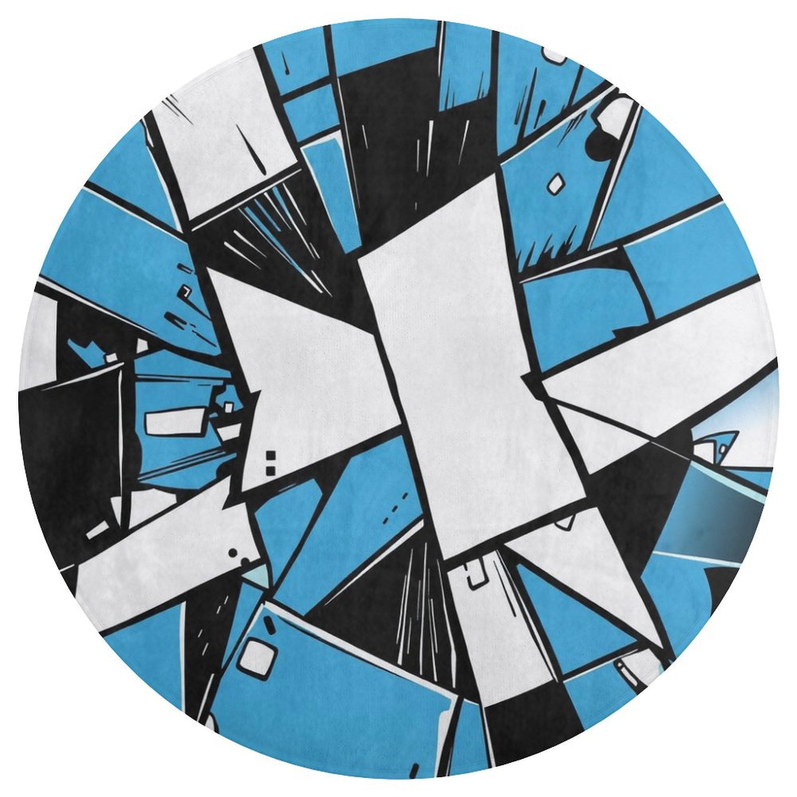 Abstract Geometrical Round Area Rug Floor Carpets Washable Indoor Floor ...