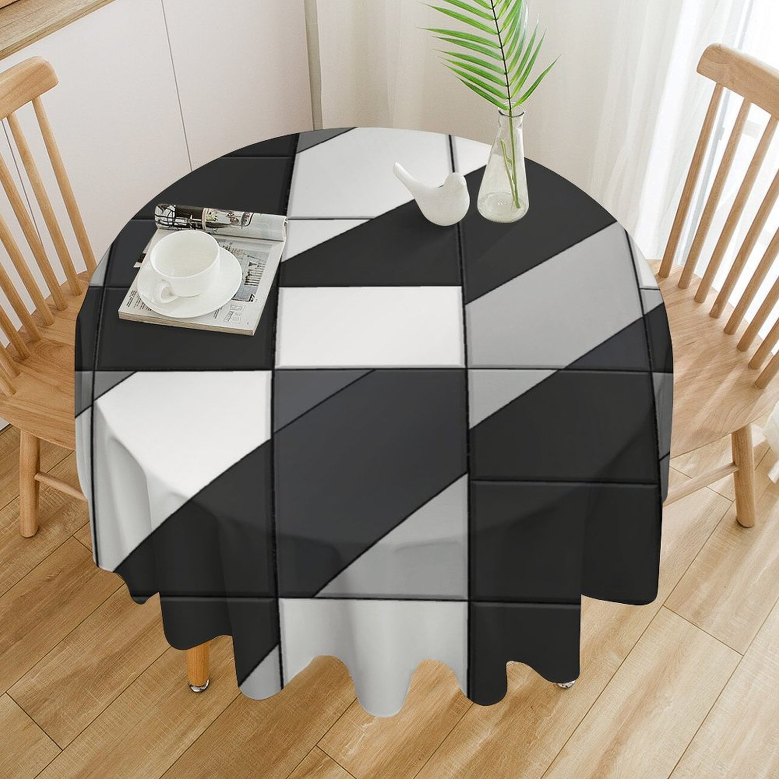 Abstract Geometrical Round Polyester Tablelcoth Circular Table Cover ...