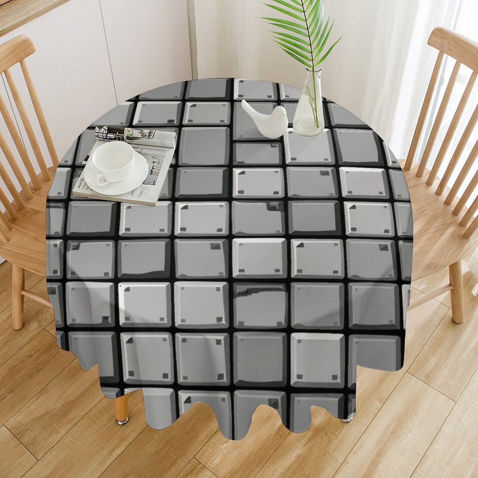 Abstract Geometrical Round Polyester Tablelcoth Circular Table Cover ...
