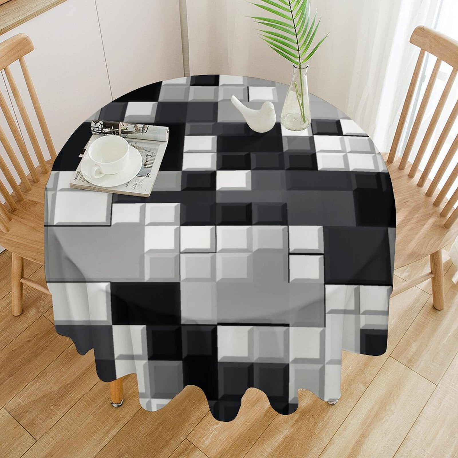 Abstract Geometrical Round Polyester Tablelcoth Circular Table Cover ...