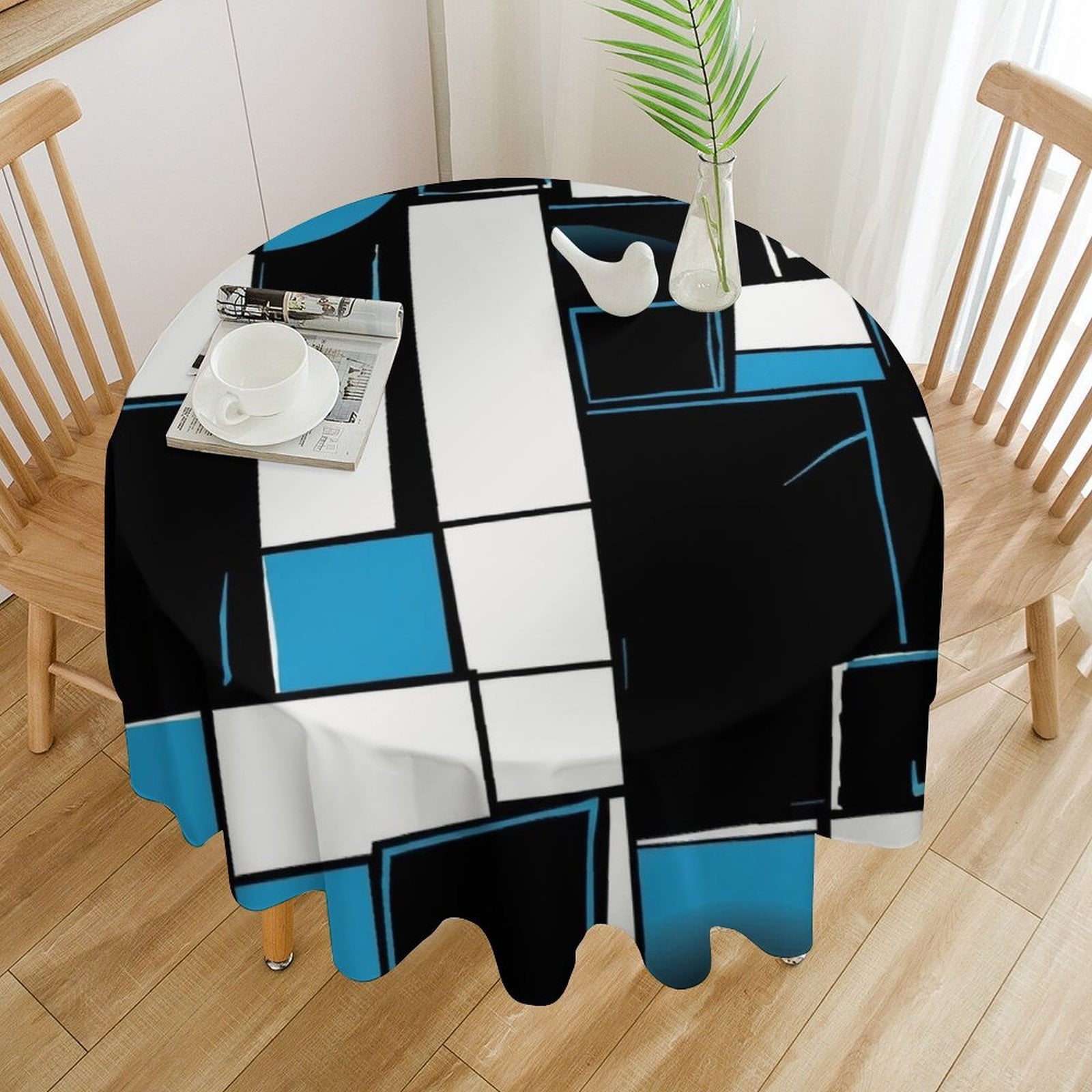 Abstract Geometrical Round Polyester Tablelcoth Circular Table Cover ...