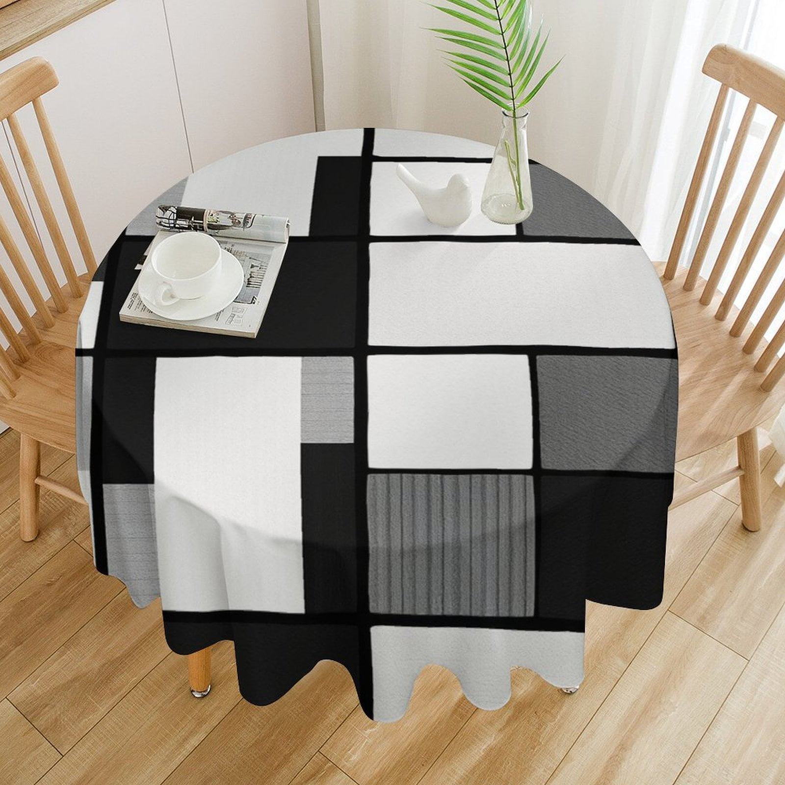 Abstract Geometrical Round Polyester Tablelcoth Circular Table Cover ...