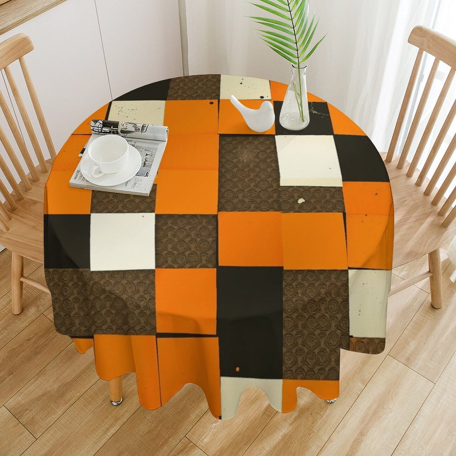 Abstract Geometrical Round Polyester Tablelcoth Circular Table Cover ...