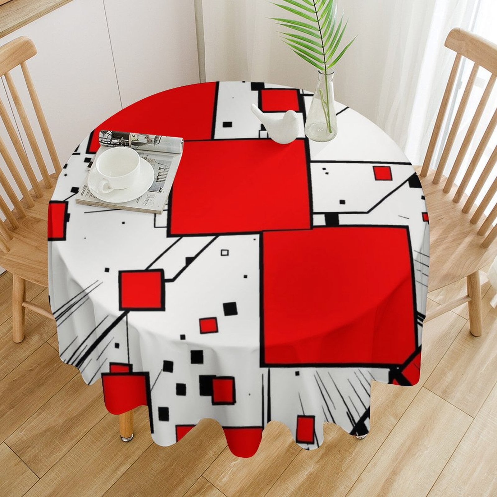Abstract Geometrical Round Tablecloths Circular Table Cover Washable ...
