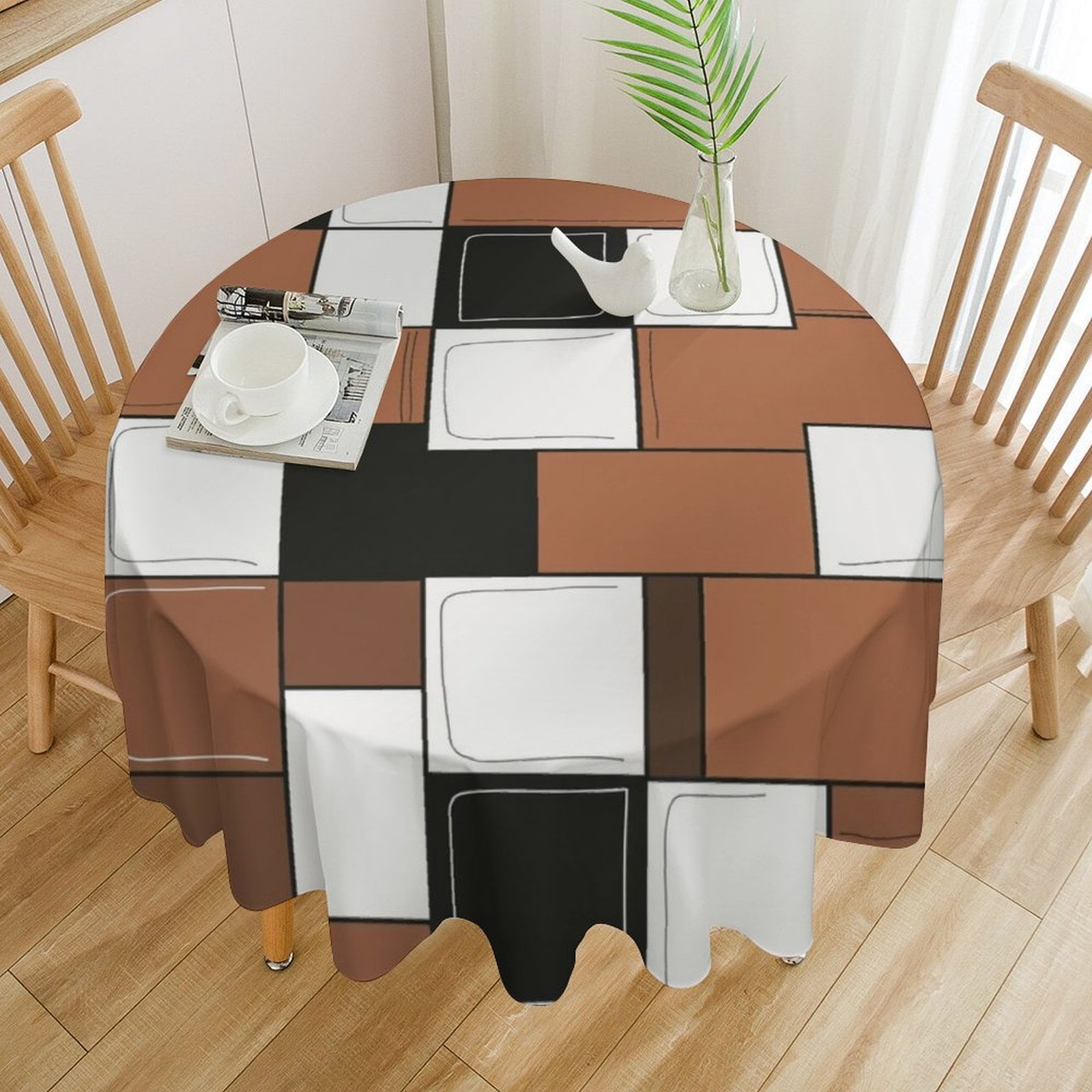 Abstract Geometrical Round Tablecloths Circular Table Cover Washable ...