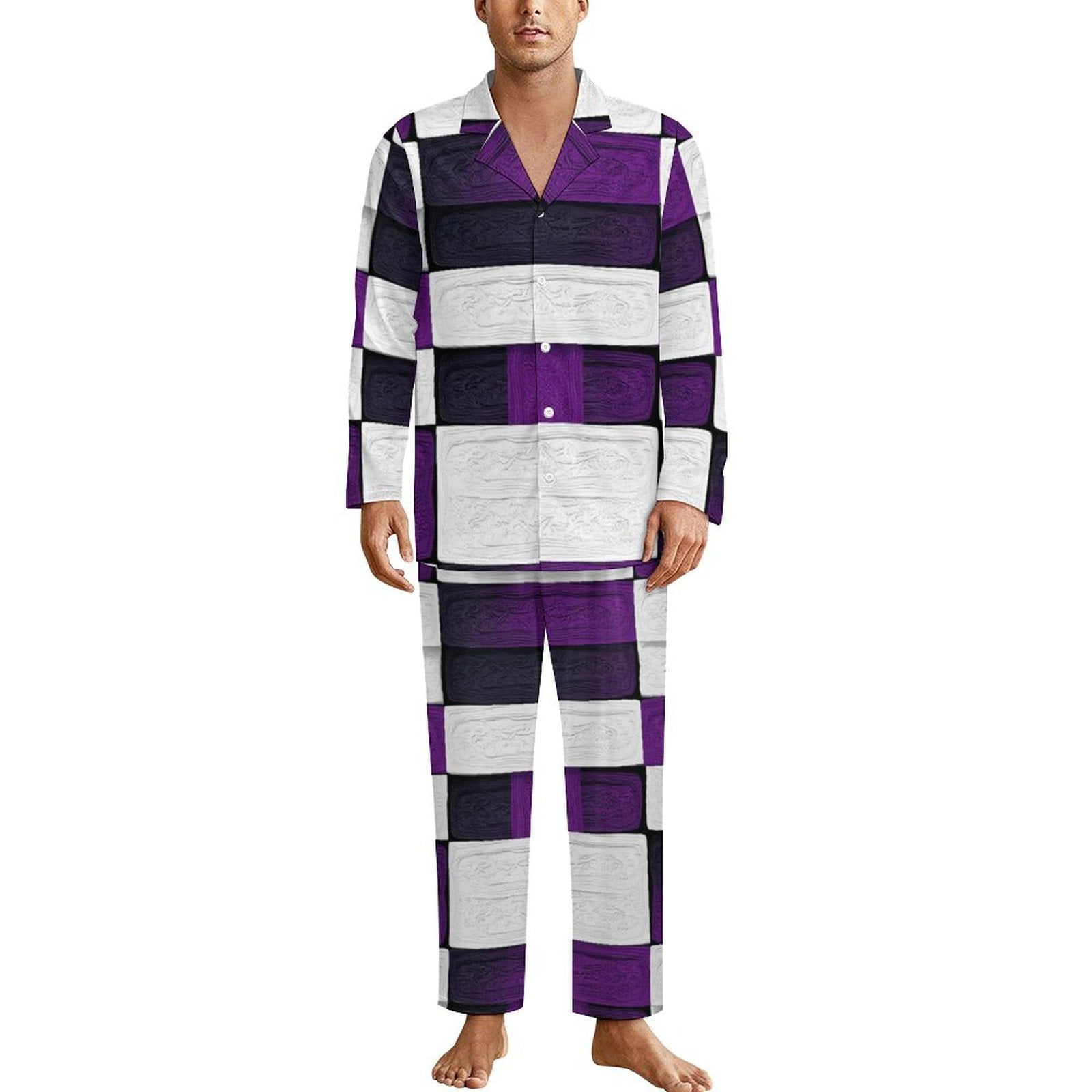 Abstract Geometrical Sleepwear Autumn Casual Oversize Pajama Sets Man ...