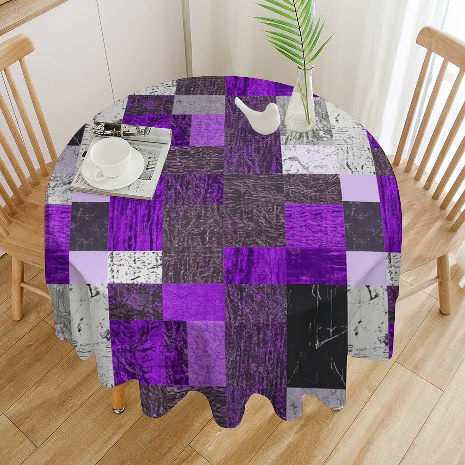 Abstract Geometrical Table Cloth Round PVC Wedding Kitchen Dining Desk ...