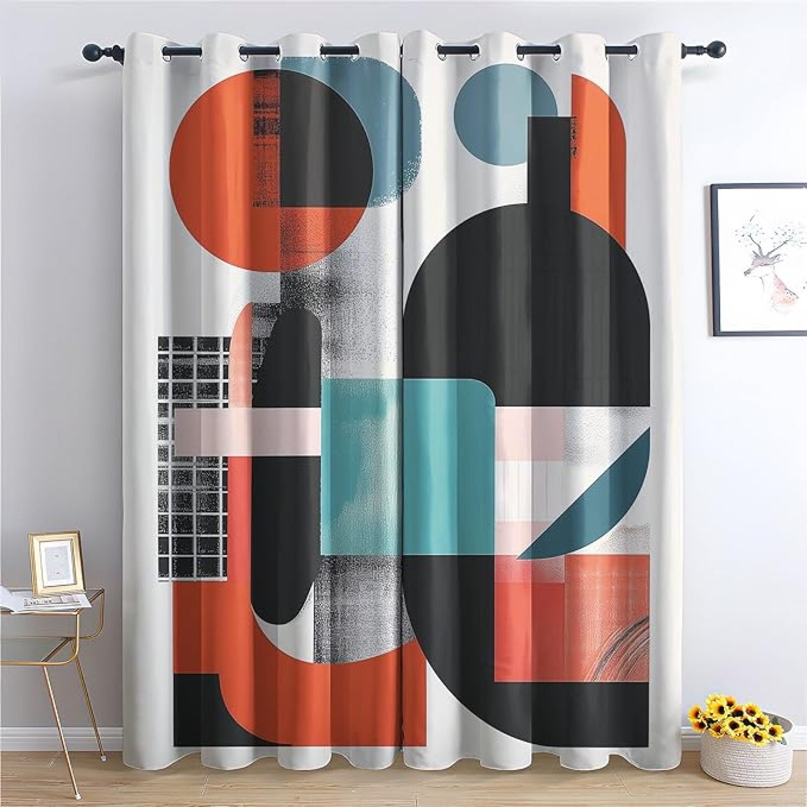 Abstract Geometry Blackout Curtains For Bedroom Decor, Colorful ...