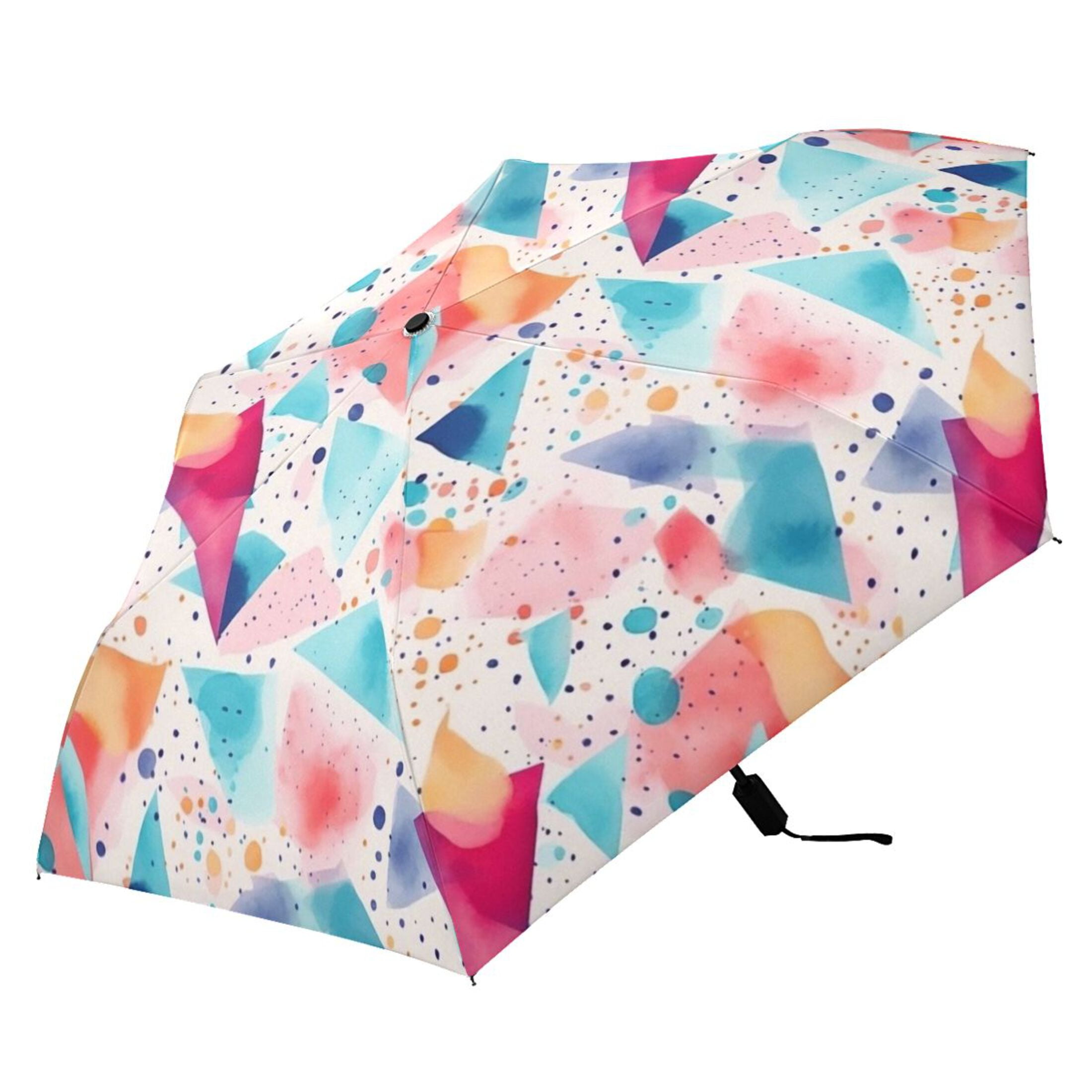 Abstract Geometry Compact Folding Umbrella for Rain Windproof Travel ...