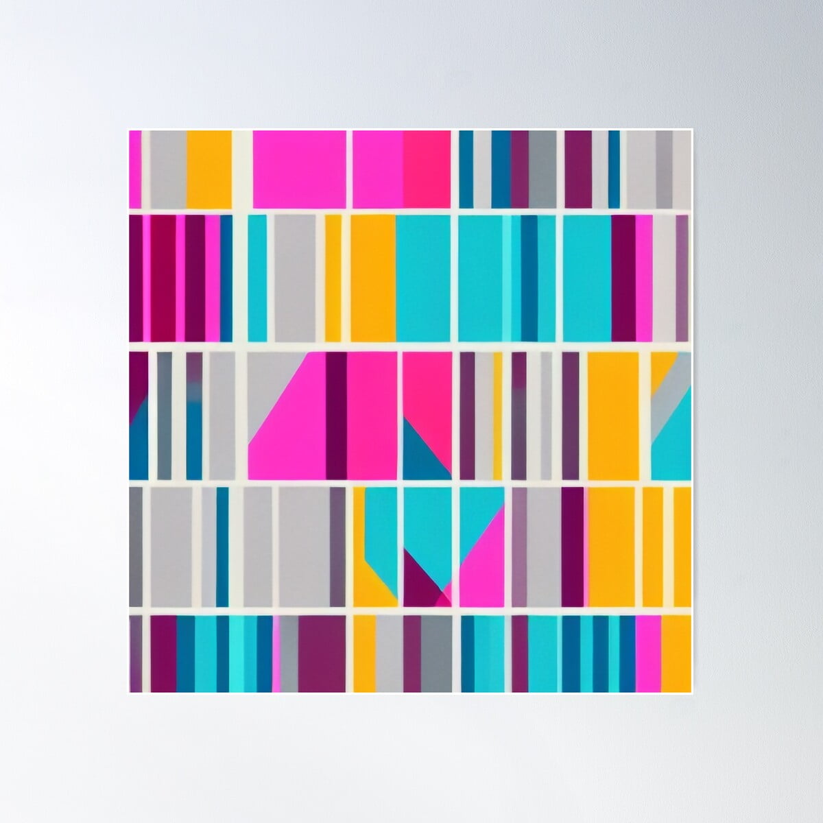 Abstract Geometry Design With Colorful Shapes Poster Wall Art, Modern ...