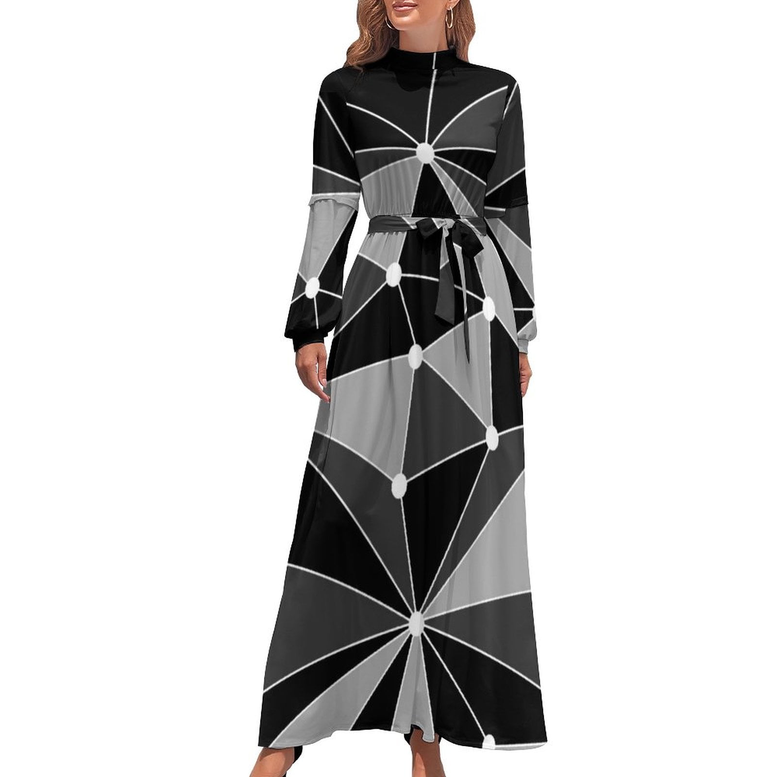 Abstract Geometry Dress Watercolor Stripes Print Korean Fashion Boho ...