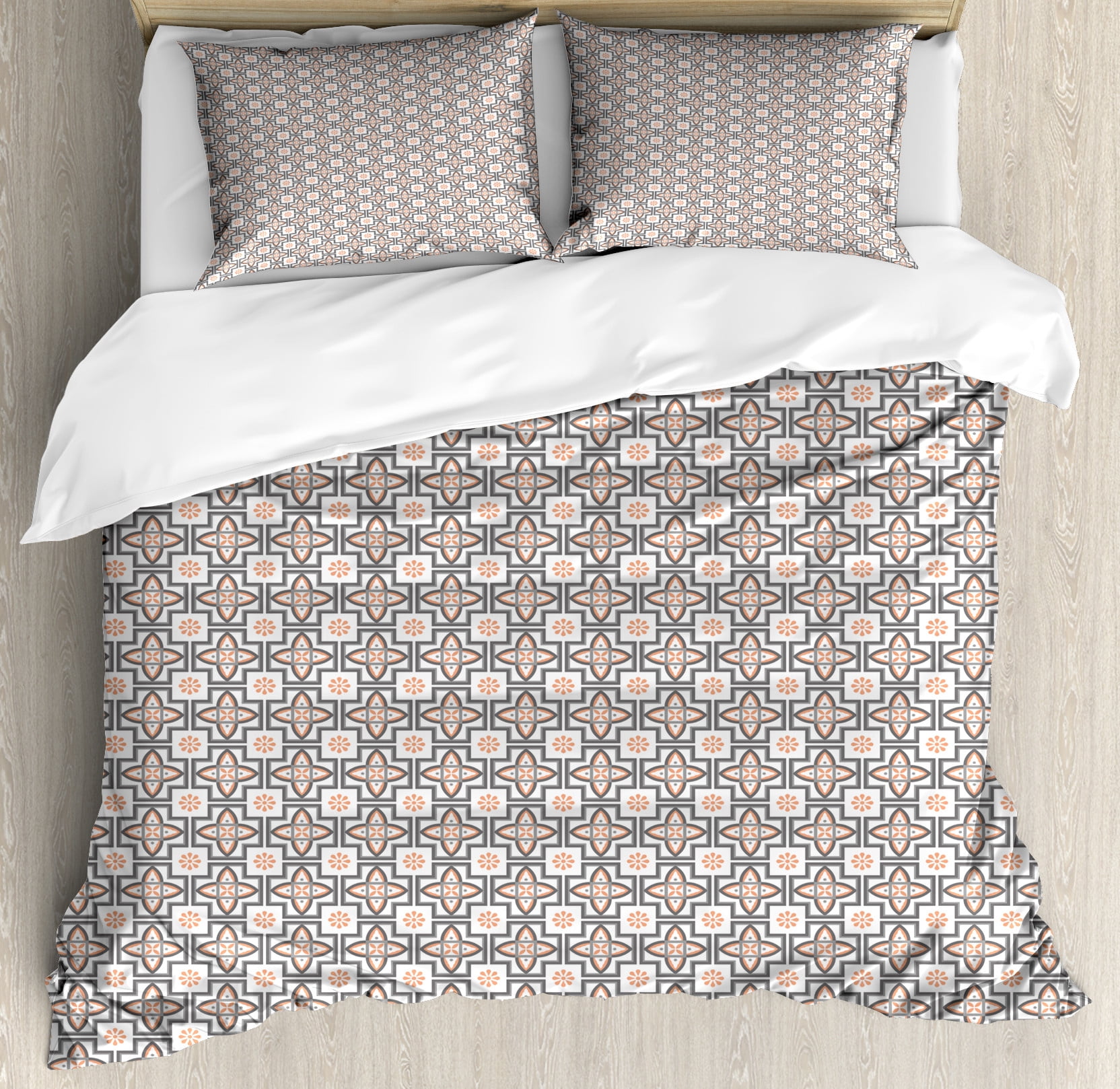 Abstract Geometry Duvet Cover Set, Rhythmic Traditional Mosaic Tiles ...