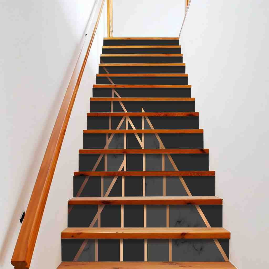 Abstract Geometry Marble Stair Stickers Self-adhesive Triangular ...