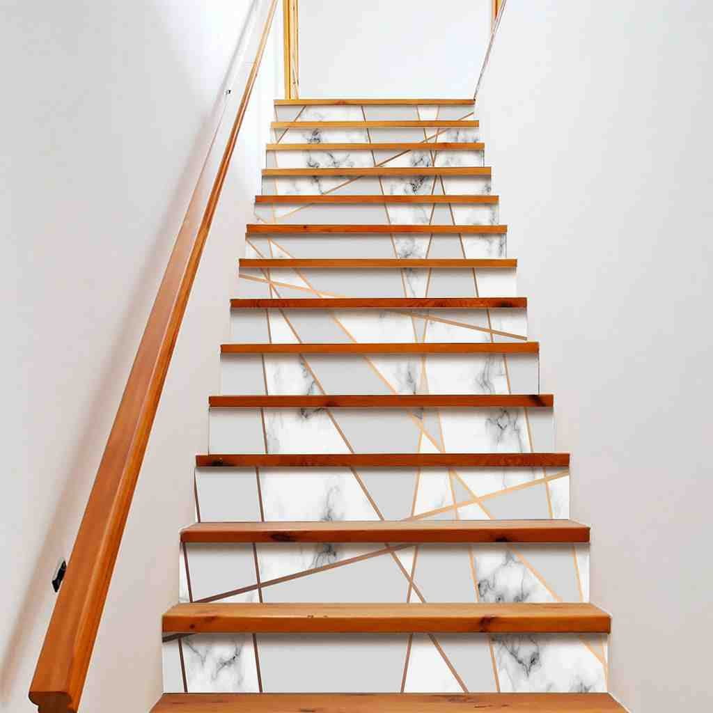 Abstract Geometry Marble Stair Stickers Self-adhesive Triangular ...