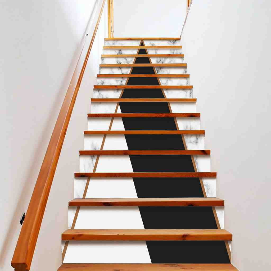 Abstract Geometry Marble Stair Stickers Self-adhesive Triangular ...