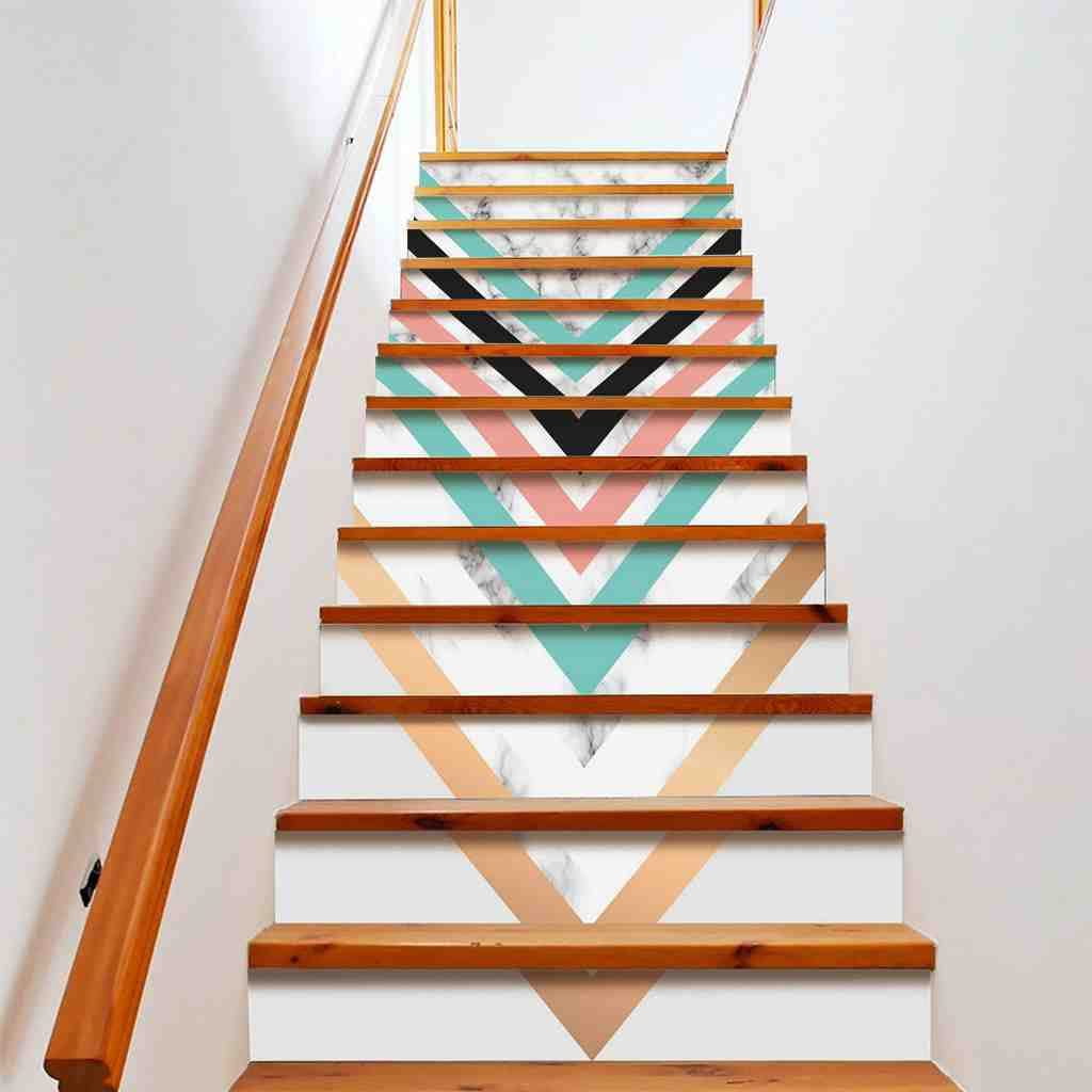 Abstract Geometry Marble Stair Stickers Self-adhesive Triangular ...
