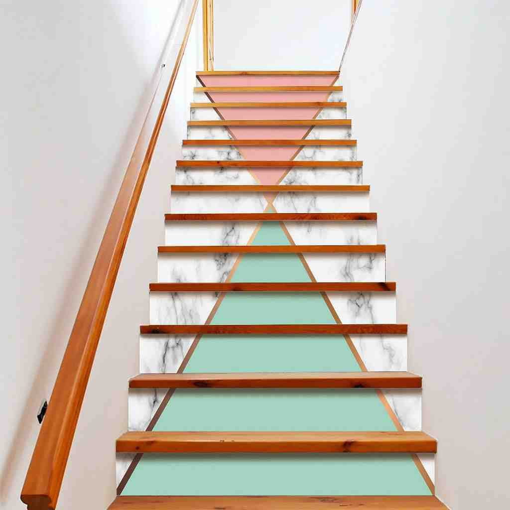 Abstract Geometry Marble Stair Stickers Self-adhesive Triangular ...