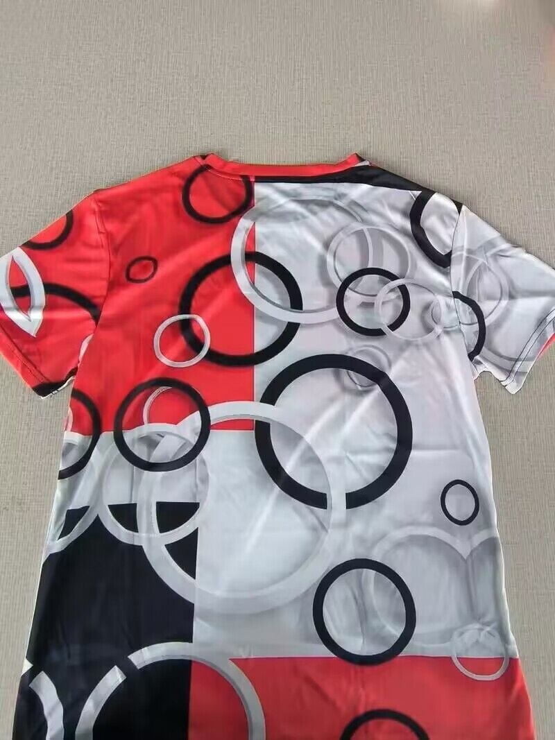 Abstract Geometry Novelty Red White Black Print Casual Tee - Walmart.com