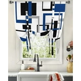 Abstract Geometry Square Modern Art Black Blue Curtain for Living Room ...