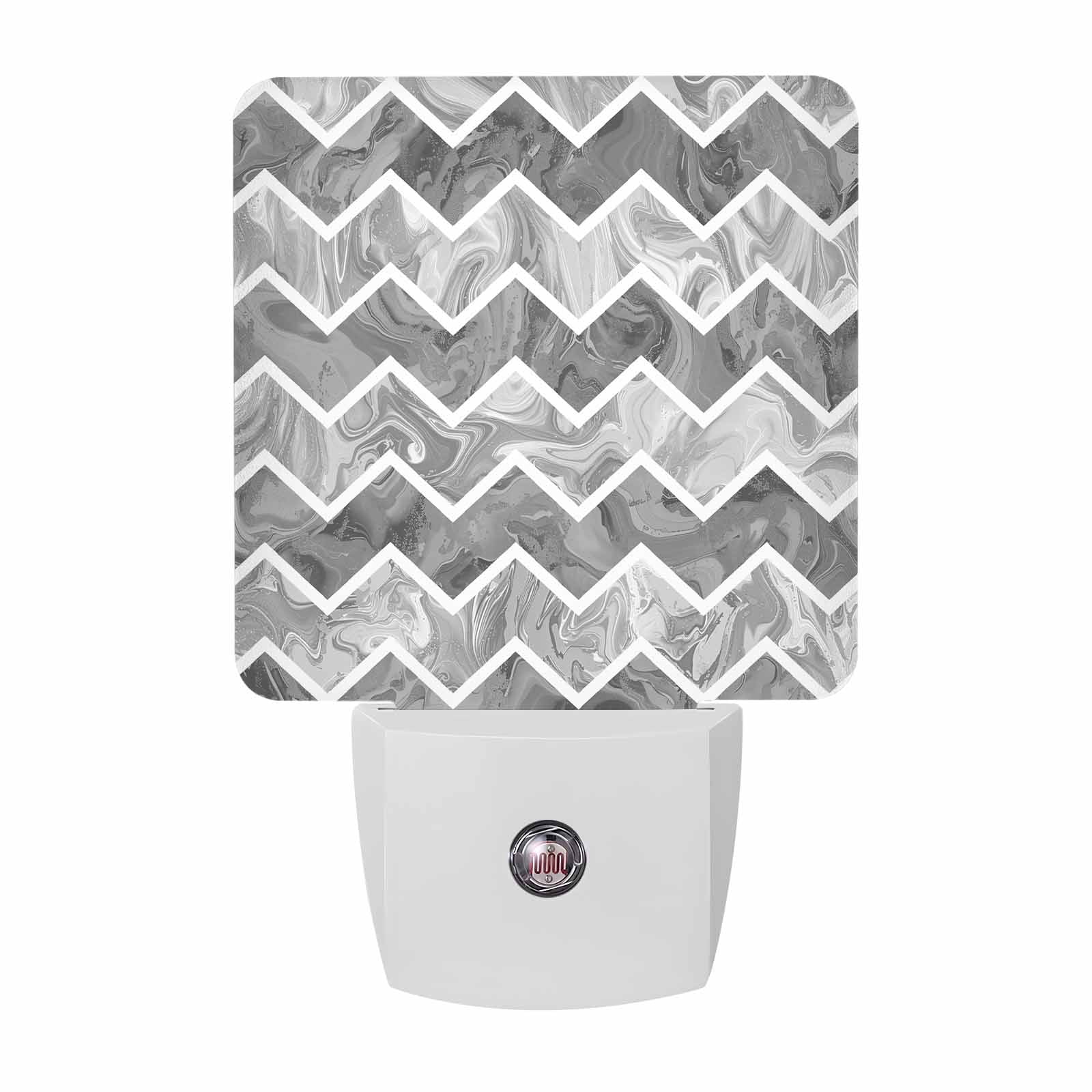 Abstract Geomotric Stripes Plug-in LED Night Lights Grey Marble Texture ...