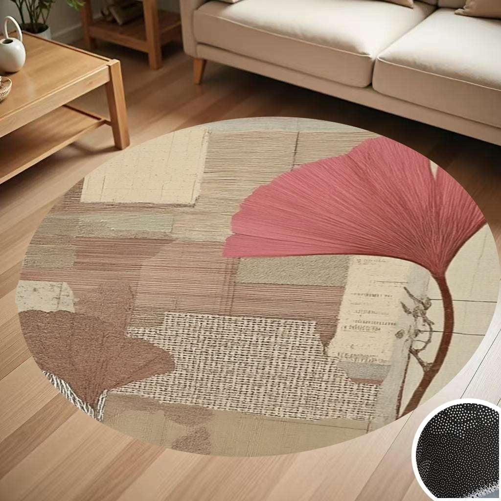 Abstract Ginkgo Leaf Collage Art Round Carpet Living Room Bedroom Home Decoration Coffee Table ...
