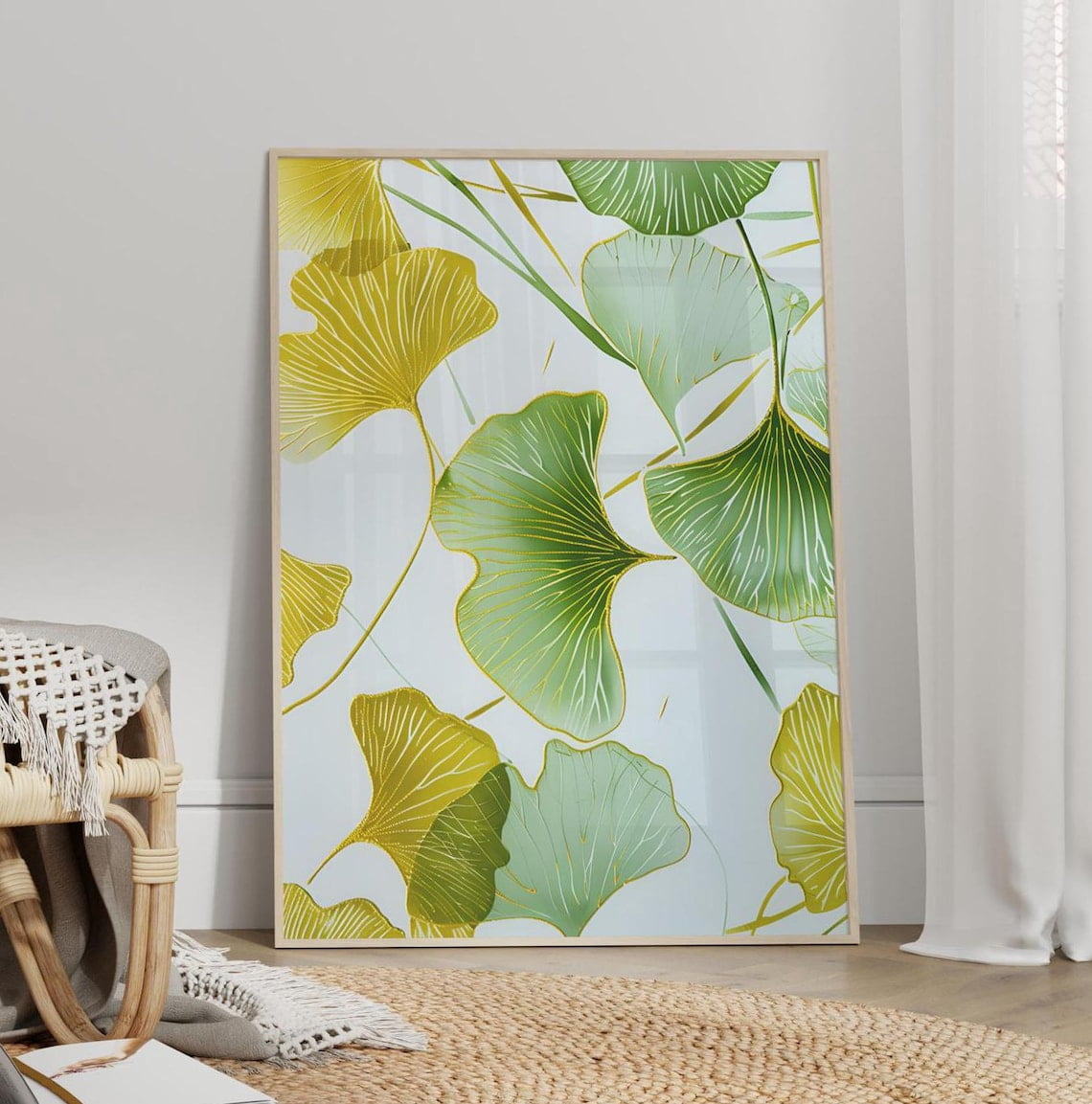 Abstract Ginkgo Leaves Minimalistic Biloba Botanical Boho Nature ...