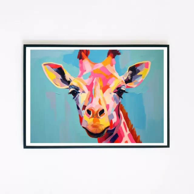Abstract Giraffe Safari Painting Illustration 7X5 Retro Decor Wall Art ...