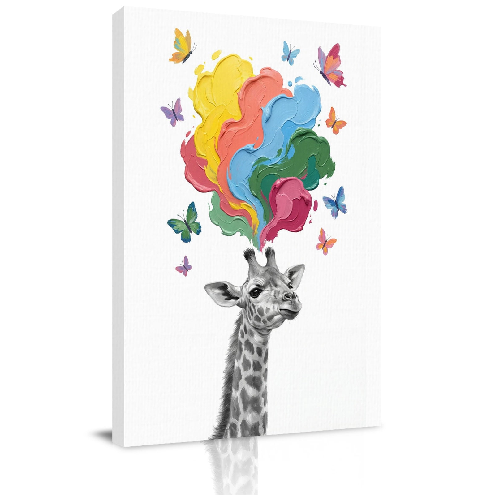 Abstract Giraffes Canvas Wall Art for Living Room, Colored Heart Paint ...